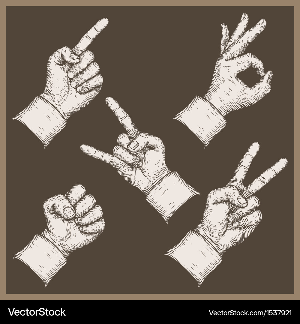 Five hands stamp Royalty Free Vector Image - VectorStock