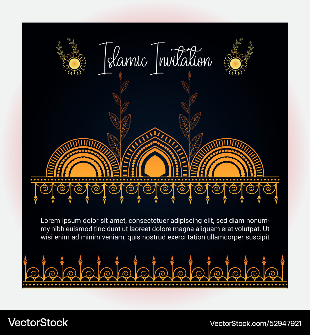 Islamic invitation card design in traditional Vector Image