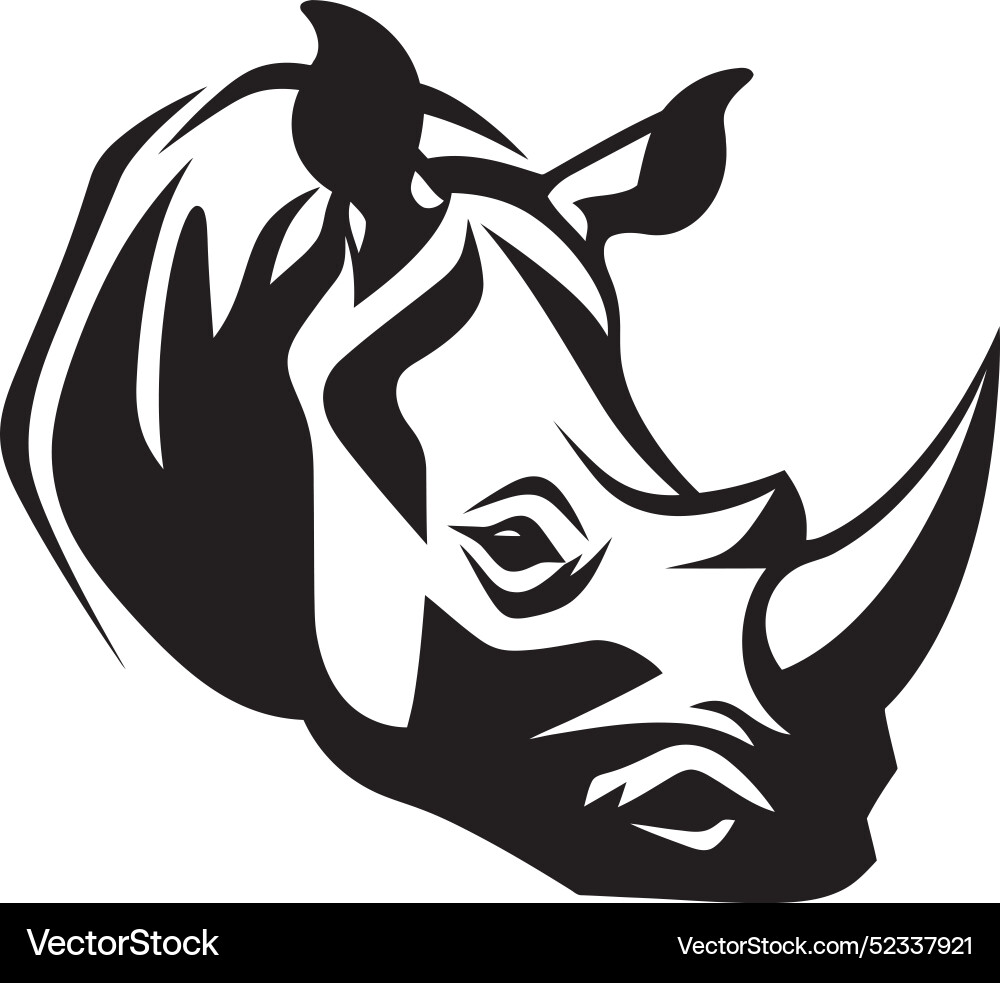 Rhino line art black renderingstylized i Vector Image