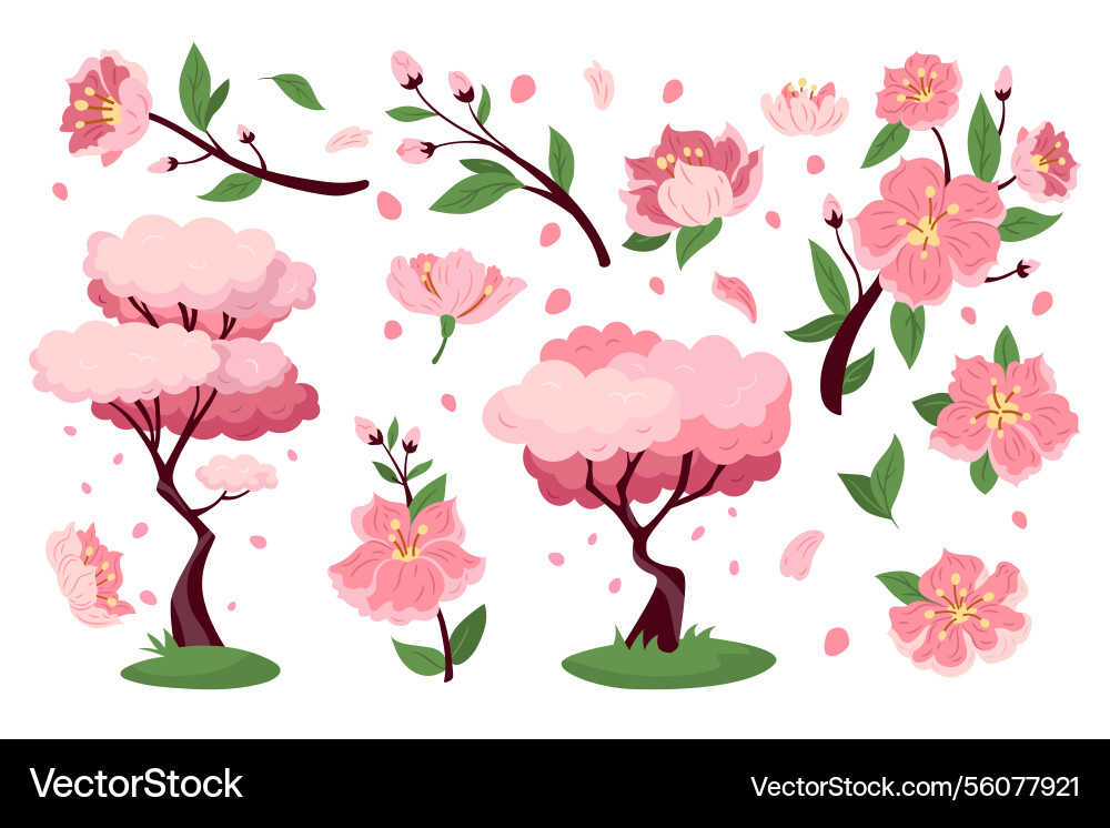Sakura hanami in japan pink tree and branches Vector Image