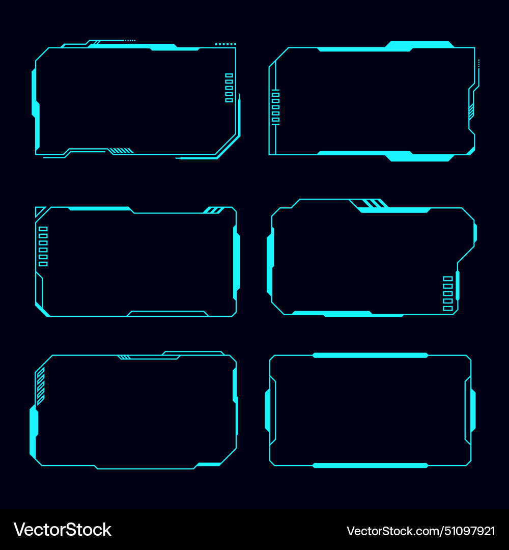 Set futuristic frame hud technology cyberpunk Vector Image