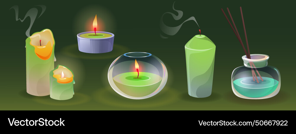 Aroma candles and scent diffuser set Royalty Free Vector