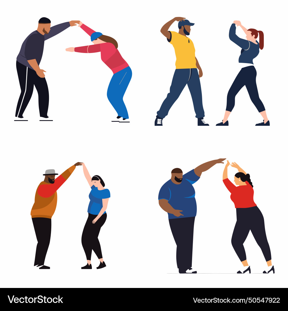 Diverse people dancing partner moves enjoying Vector Image