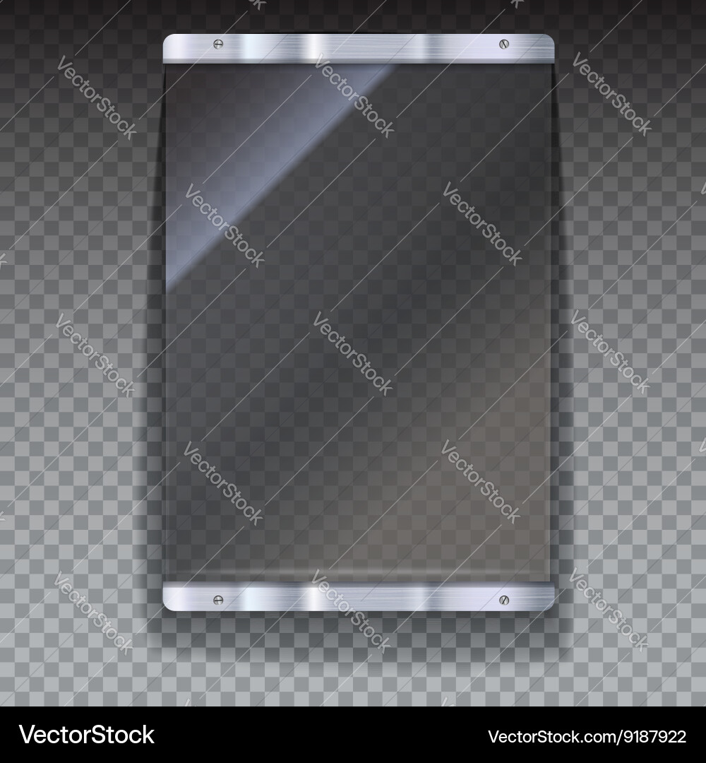 Glass plate with metal frame Royalty Free Vector Image