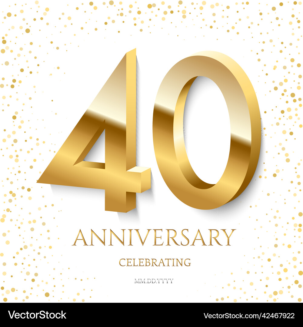 Golden 40th anniversary celebrating text Vector Image