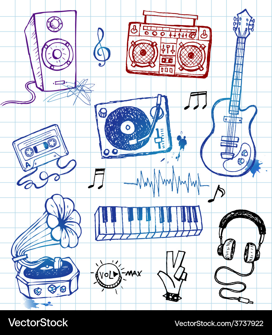 Music doodles Royalty Free Vector Image - VectorStock