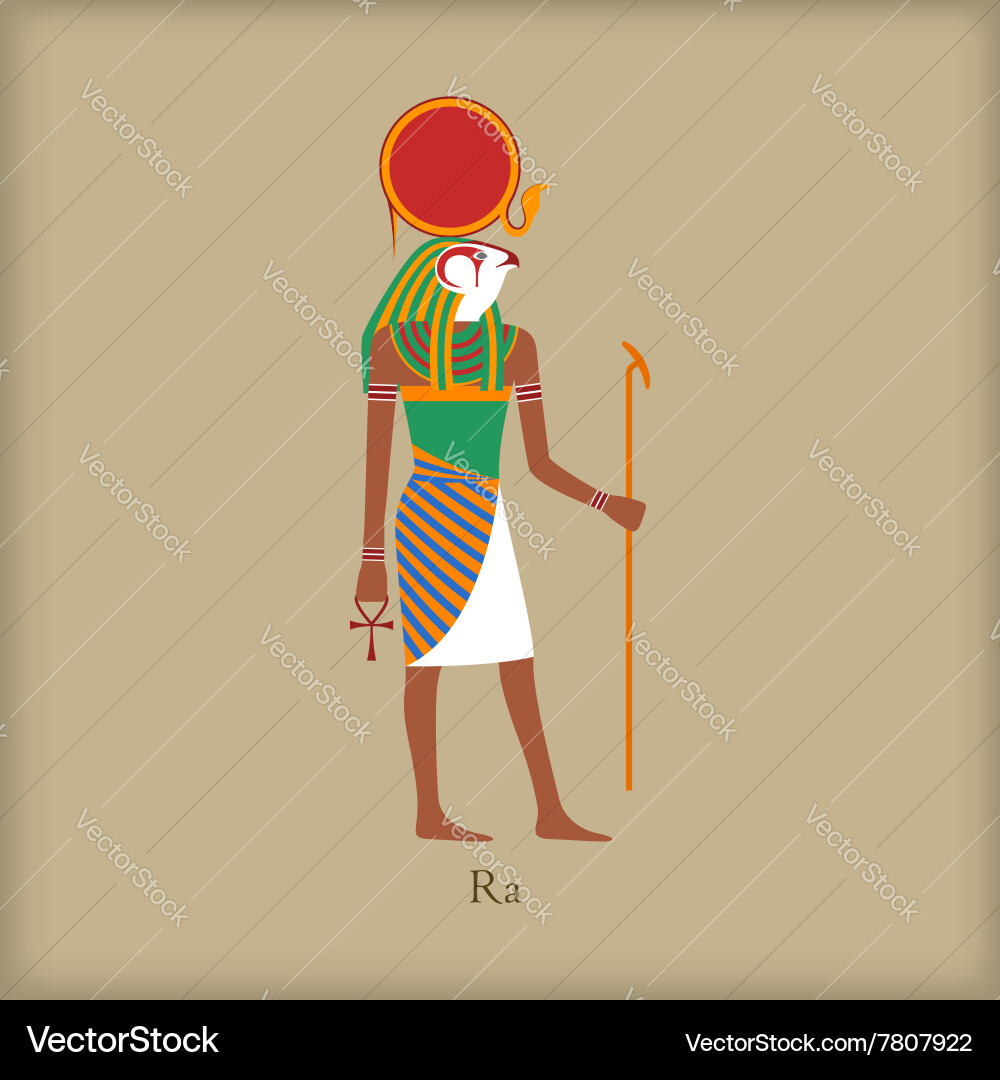 Ra Sun God Icon Flat Style Royalty Free Vector Image