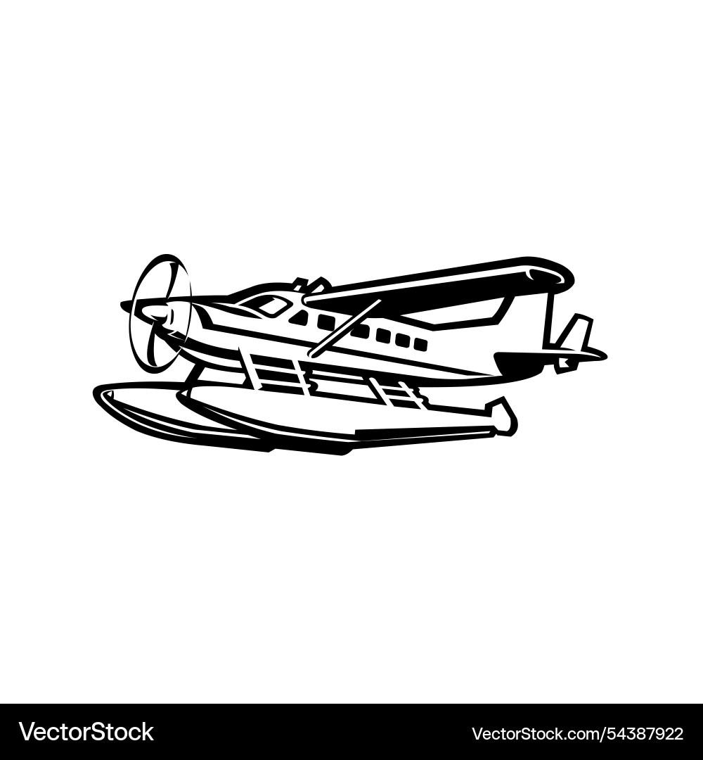 Sea plane monochrome icon Royalty Free Vector Image