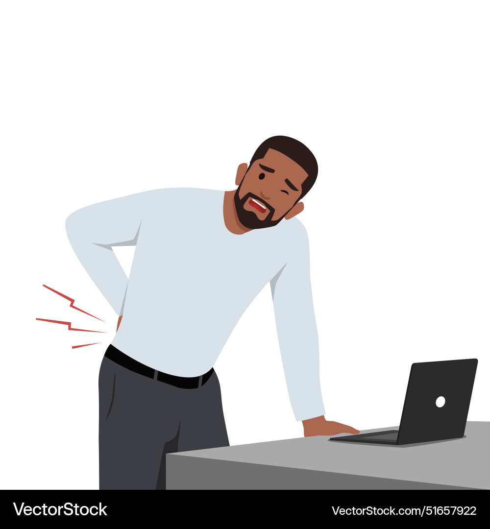 Young man suffering from back pain Royalty Free Vector Image