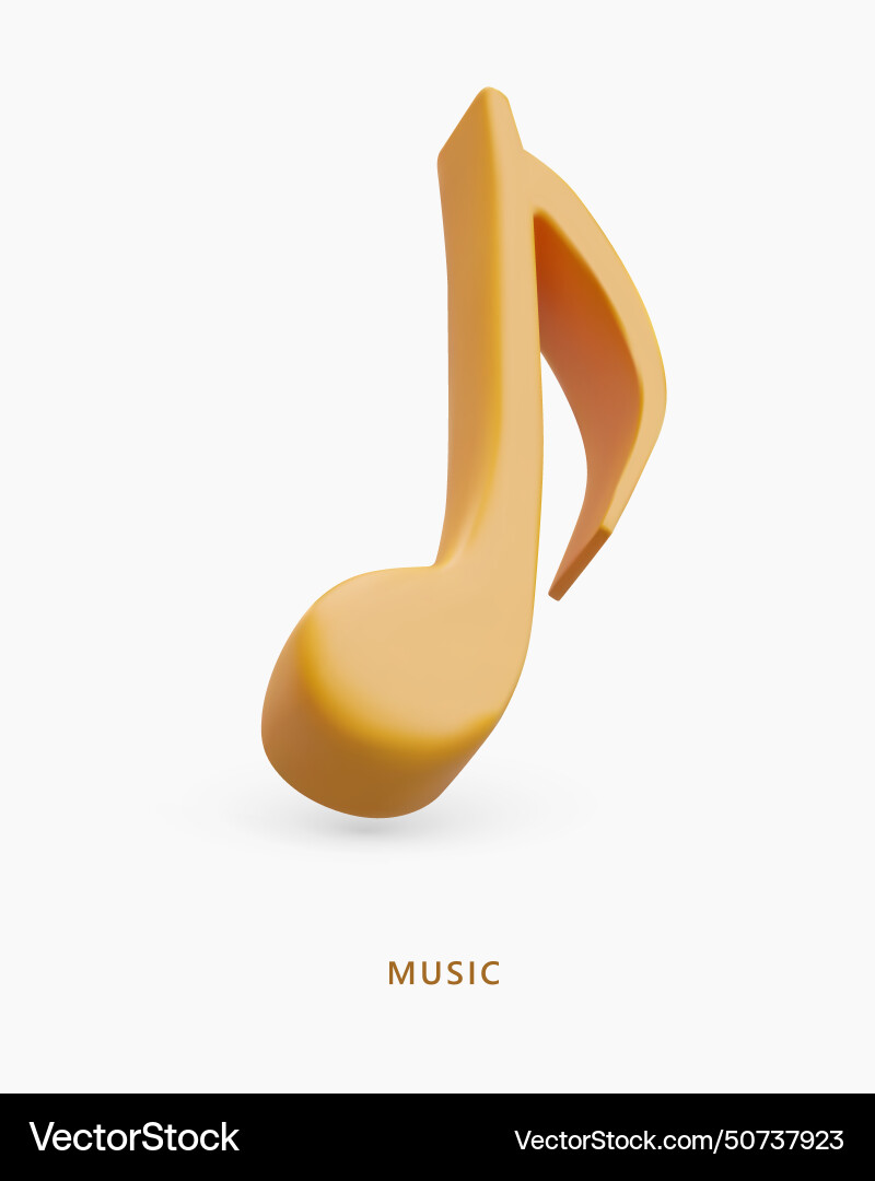 3d single golden eight note graphic Royalty Free Vector