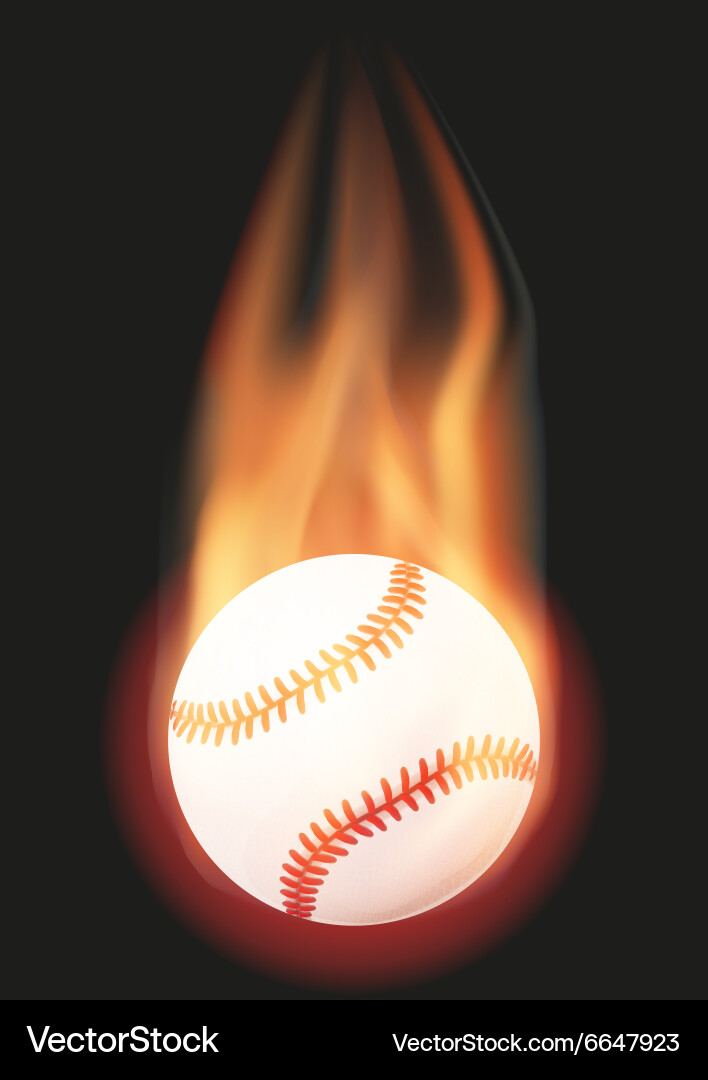 Burning Baseball Ball with Flame Royalty Free Vector Image