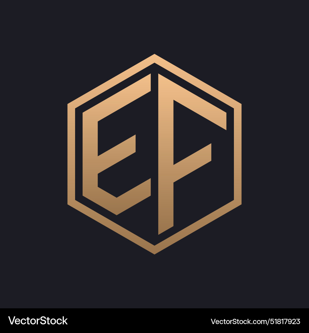 Elegant hexagon letter ef logo design initial Vector Image
