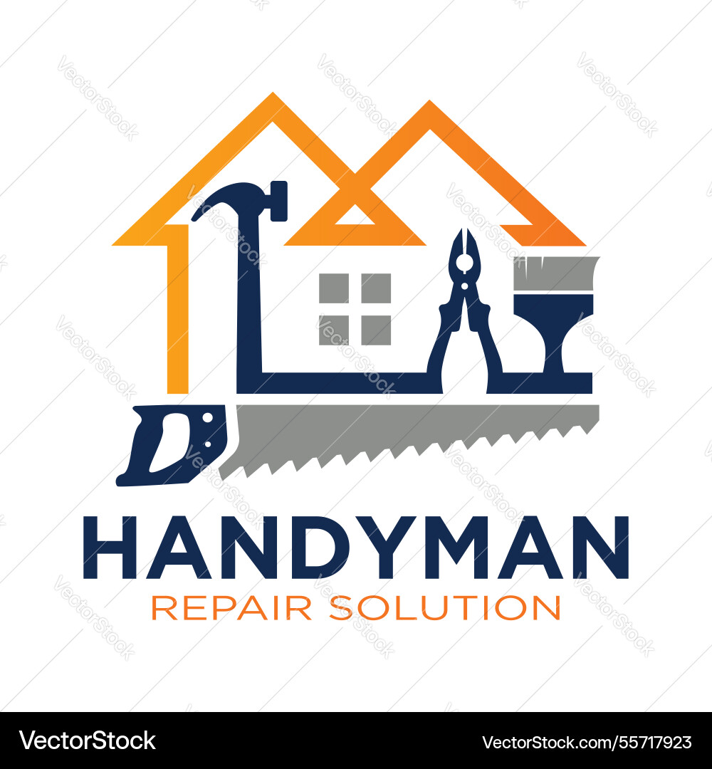House repair tools logo handyman Royalty Free Vector Image