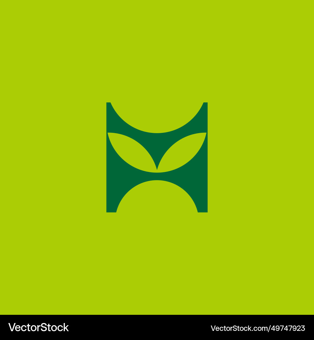 Letter m h leaf green simple geometric logo Vector Image