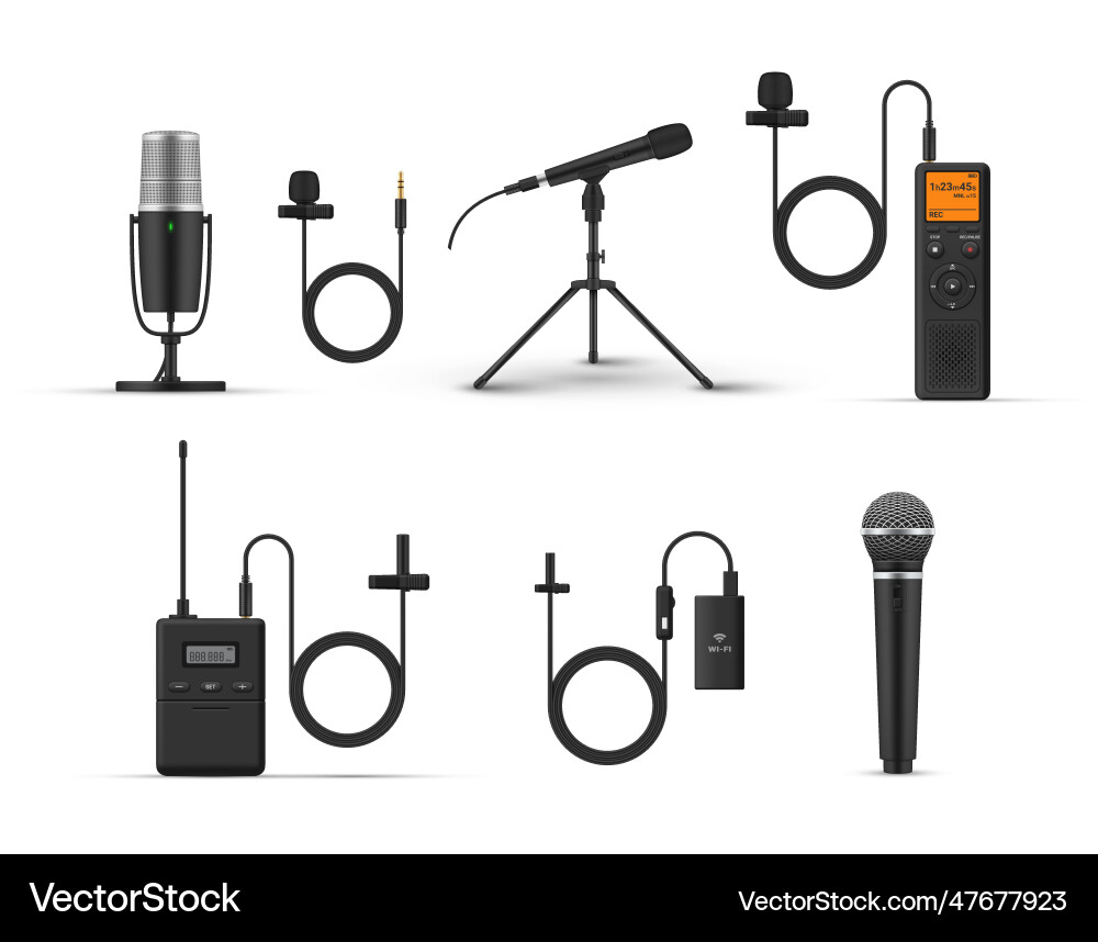 Microphones for podcasts interview and blogging Vector Image
