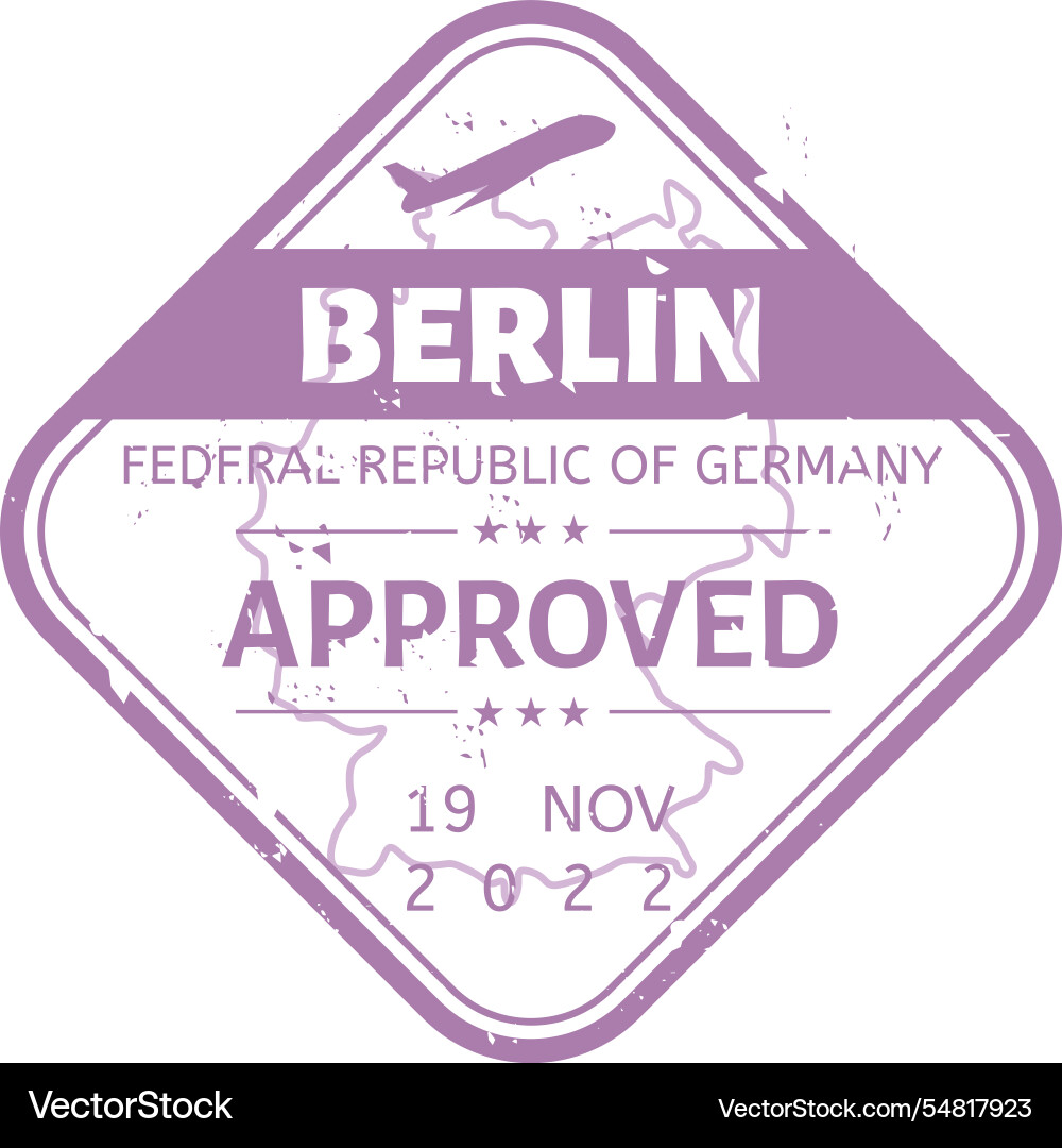 Purple immigration control stamp featuring Vector Image