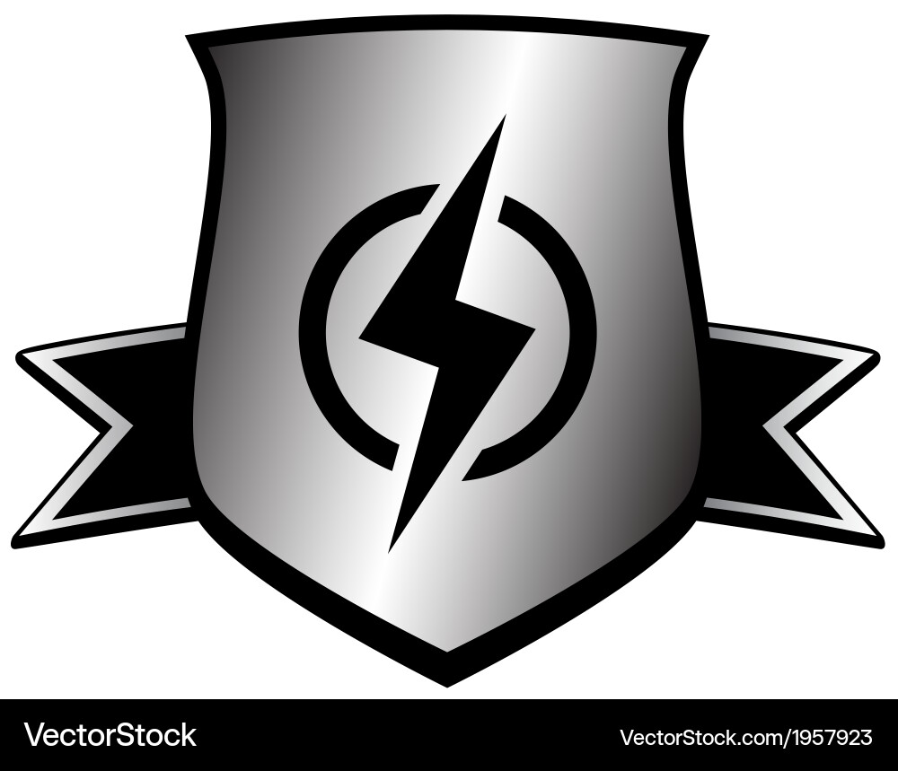 Shield with lightning - power symbol Royalty Free Vector