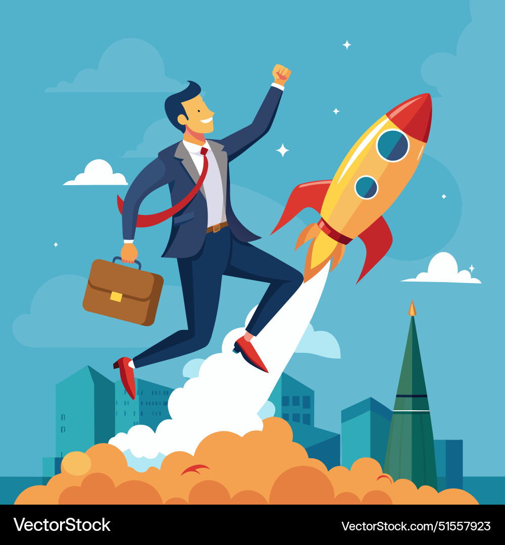 Start your own business launch success rocket Vector Image