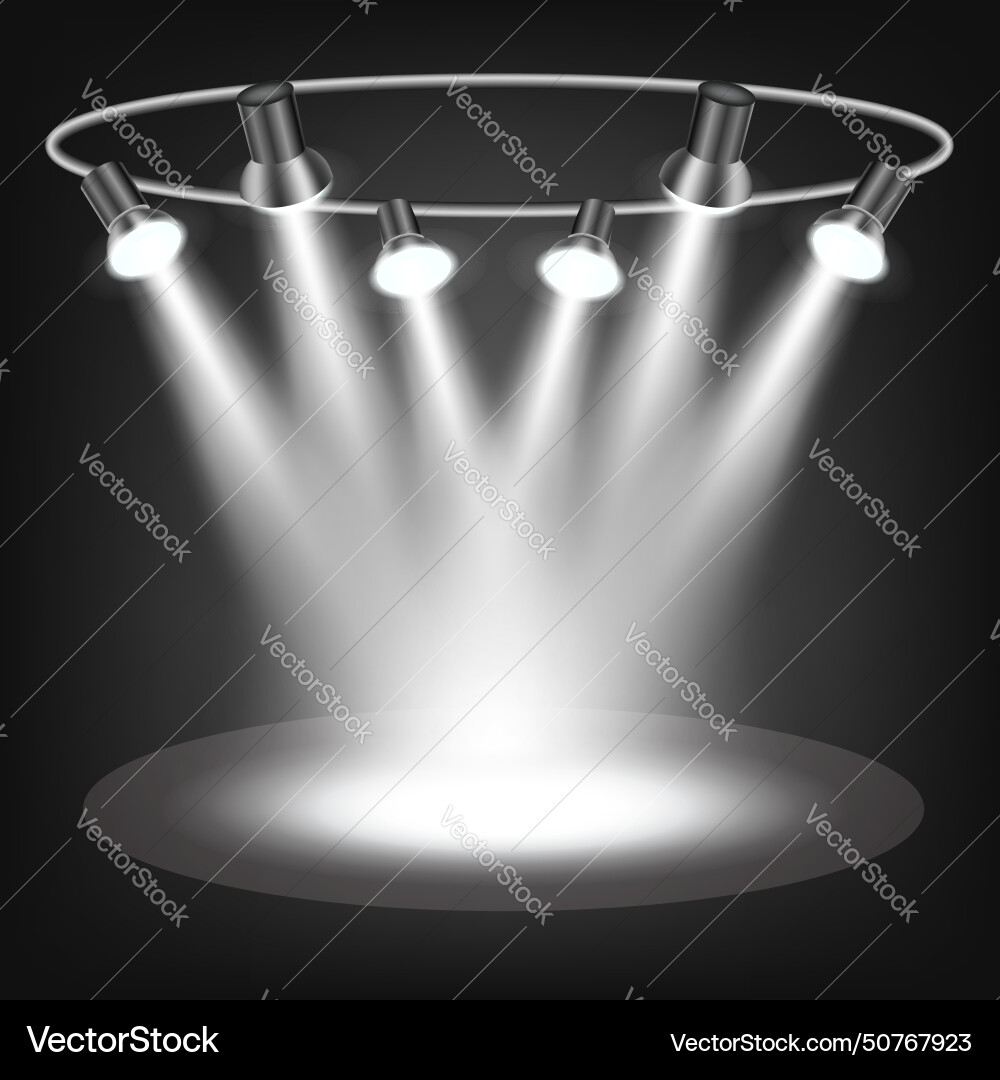 White spotlights in dark background Royalty Free Vector