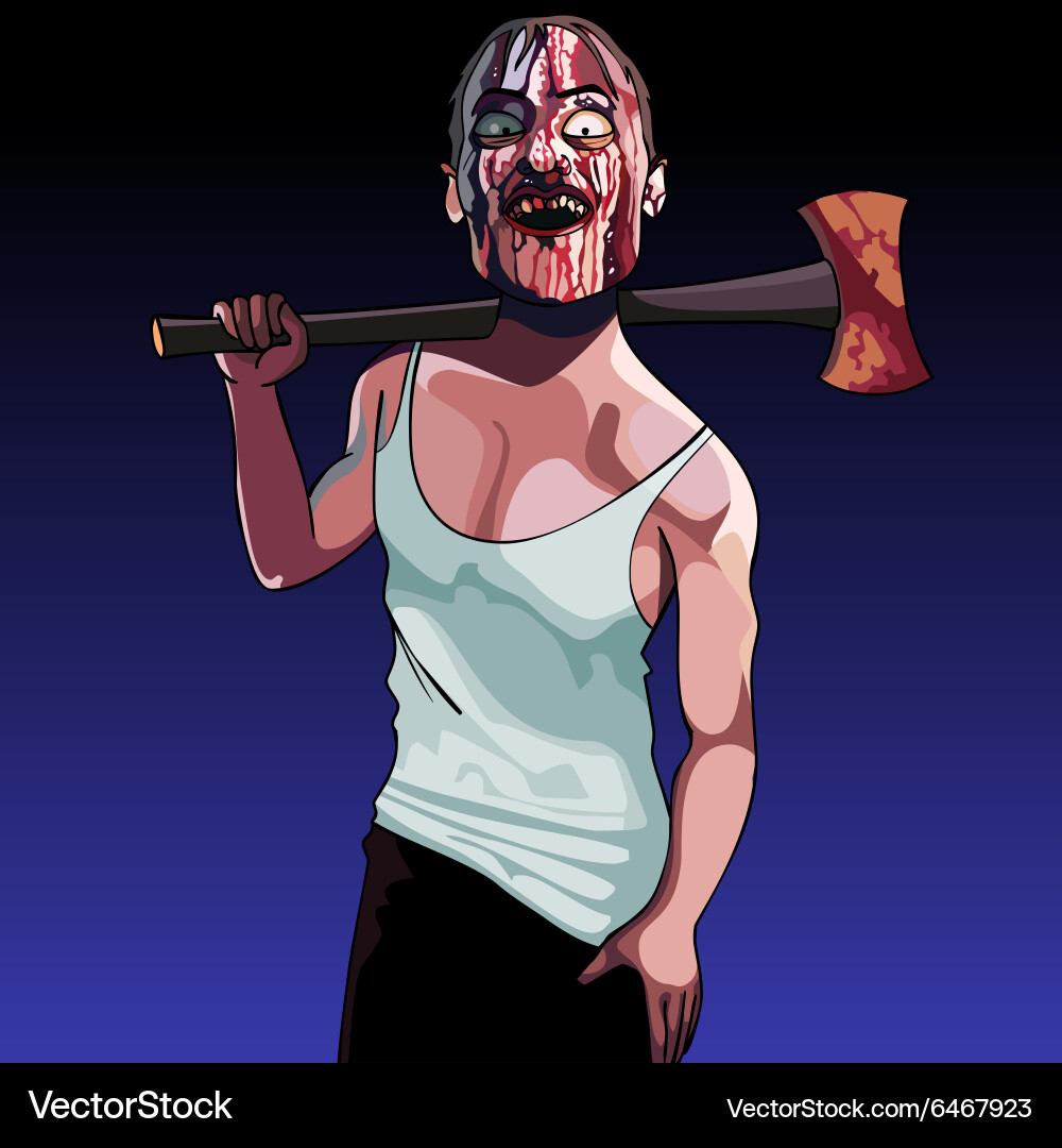 Zombie Man with Axe Royalty Free Vector Image - VectorStock
