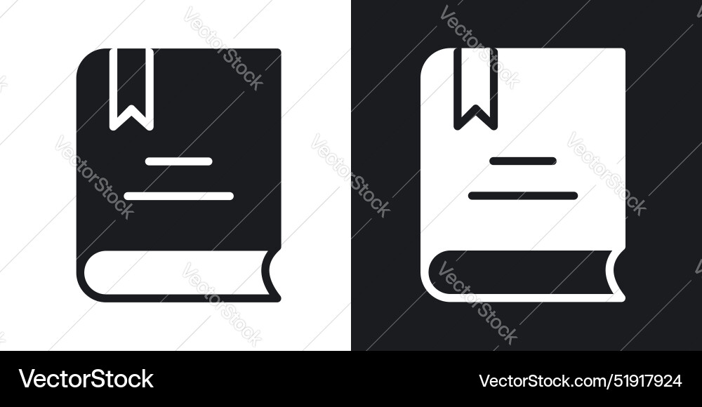 Book bookmark icon set in solid black and white Vector Image