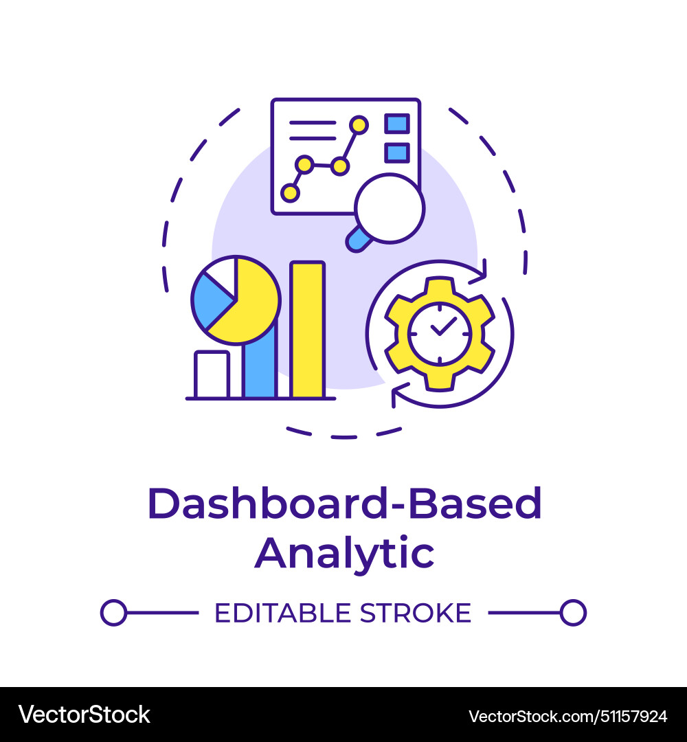 Dashboard based analytic multi color concept icon Vector Image