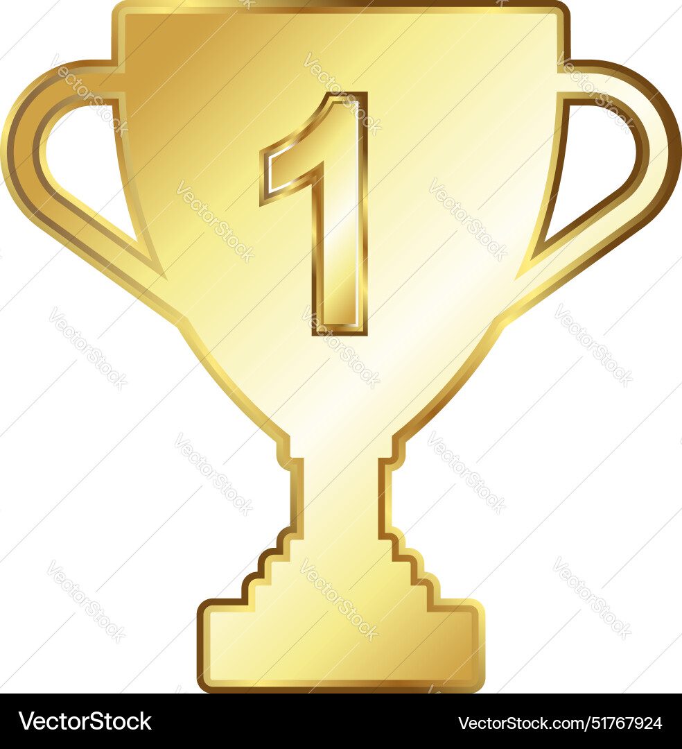 Golden winner cup and number one Royalty Free Vector Image