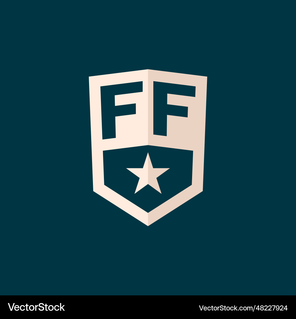 Initial ff logo star shield symbol with simple Vector Image