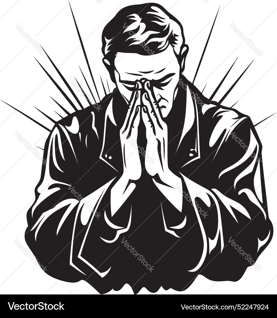 Pious portraits elegant praying man hands Vector Image