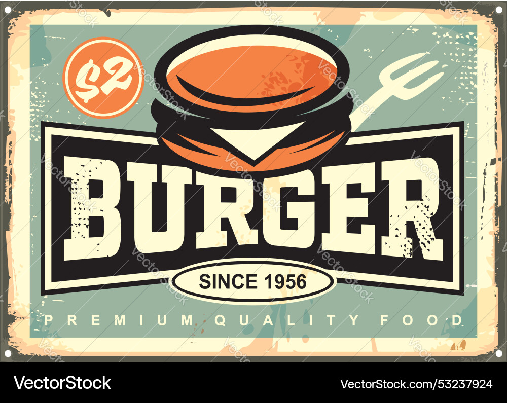 Retro Burger Sign Royalty Free Vector Image - VectorStock
