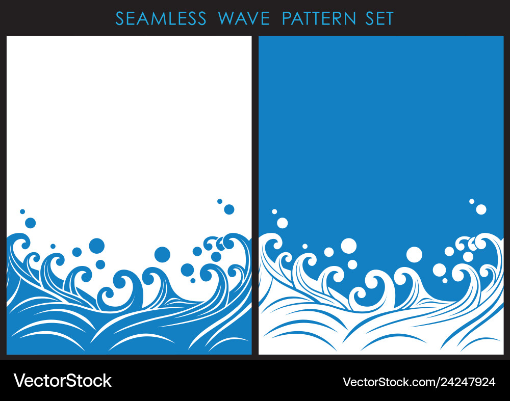 Set of two japanese seamless wave patterns Vector Image