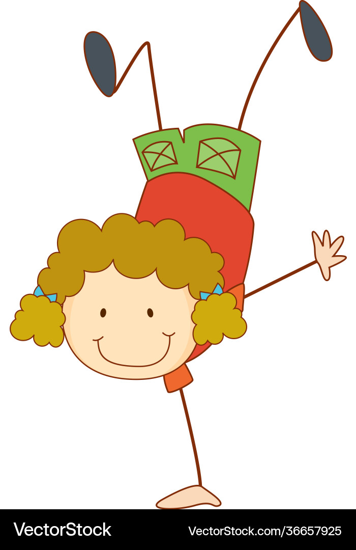 A doodle kid performing break dance cartoon Vector Image