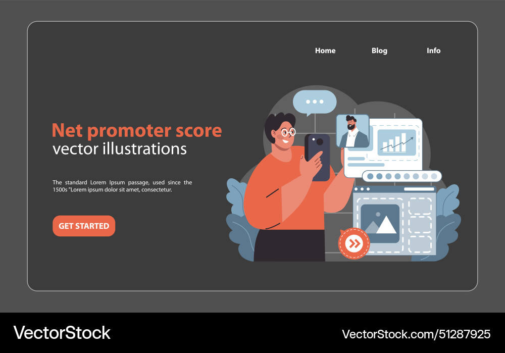 Net promoter score concept captures Royalty Free Vector