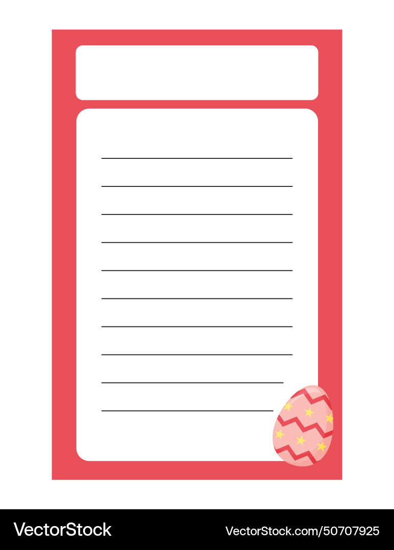 Note of cute easter egg label memo paper drawing Vector Image
