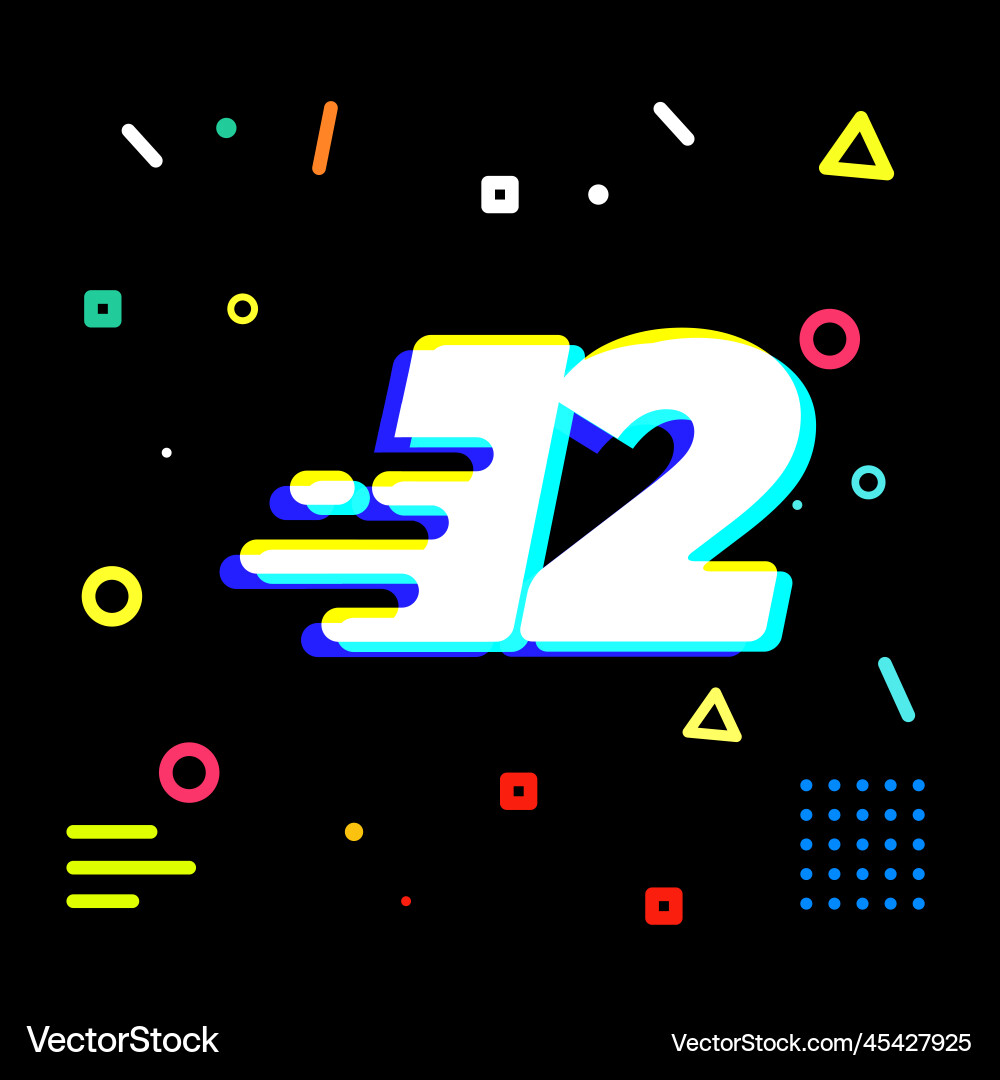 Number 12 abstract fast icon logo Royalty Free Vector Image