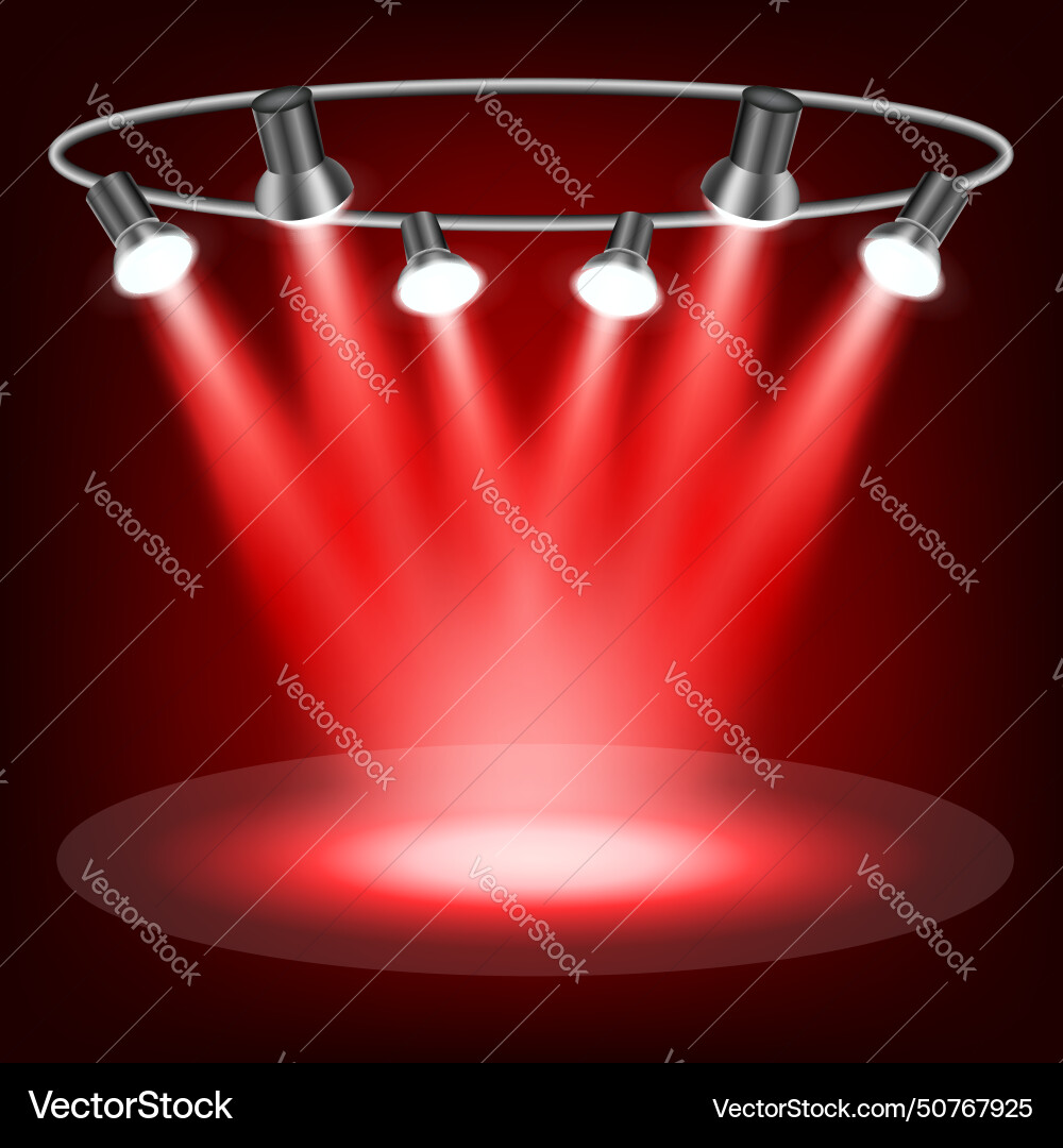 Red spotlights in dark background Royalty Free Vector Image