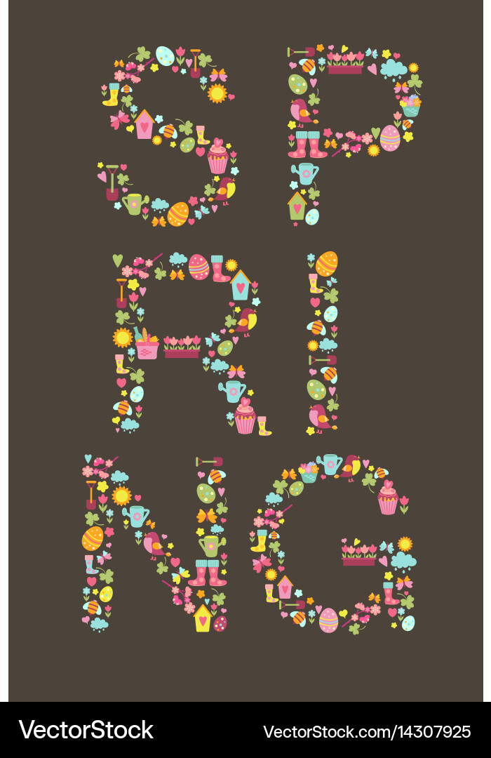 Spring lettering template Royalty Free Vector Image