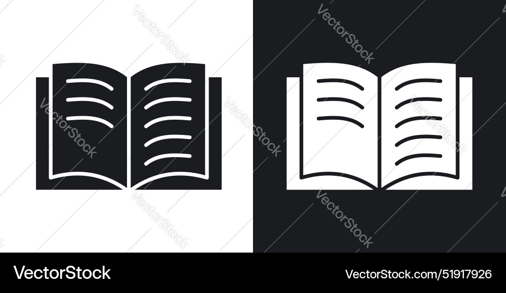 Book icon set in solid black and white color Vector Image