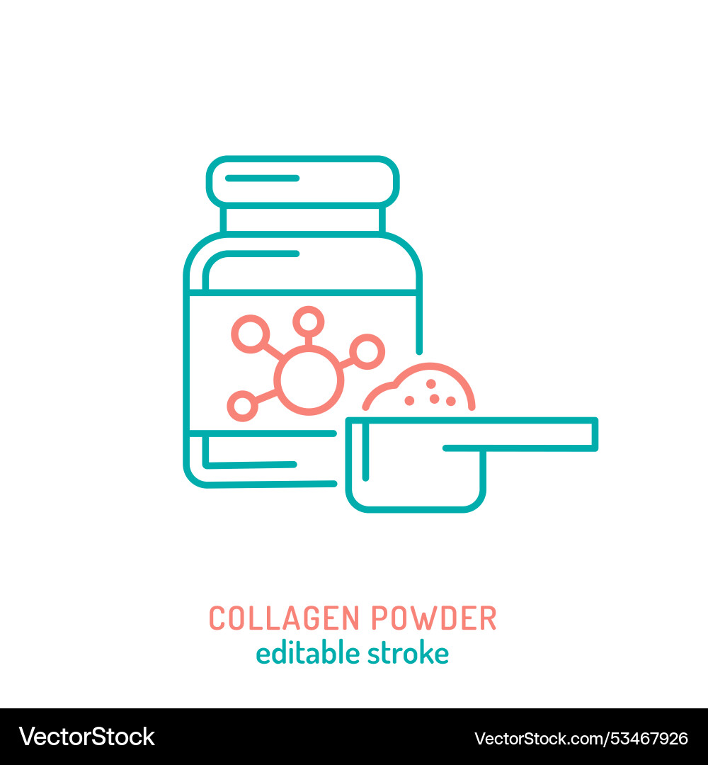 Collagen line icon connective tissue protein Vector Image