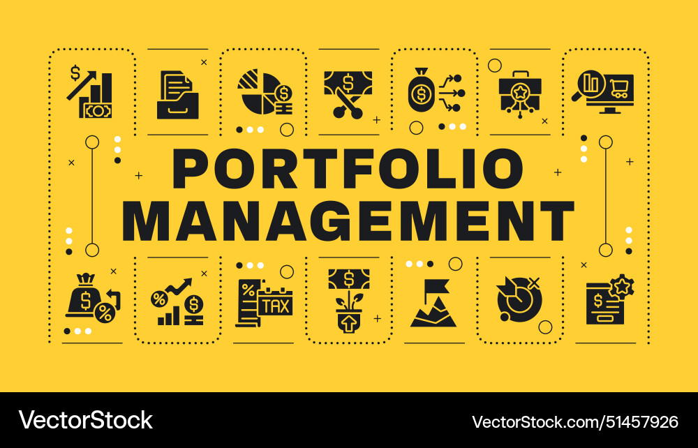 Portfolio management yellow word concept Vector Image