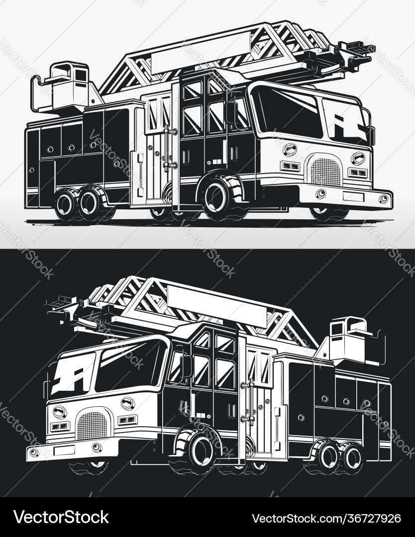 Fire Truck Line Drawing Vector Images (over 510)