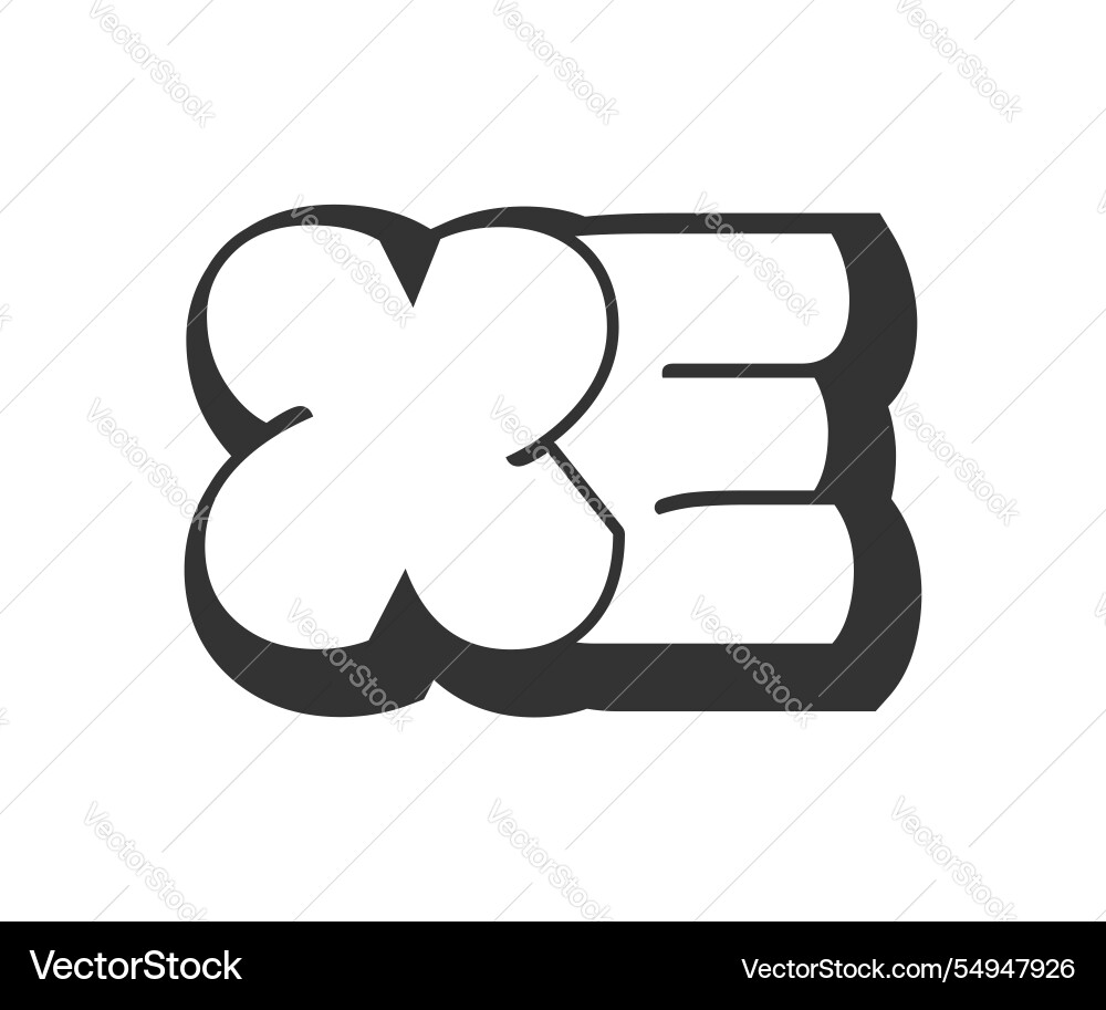 Xe logo bubble comic lettering rounded in Vector Image