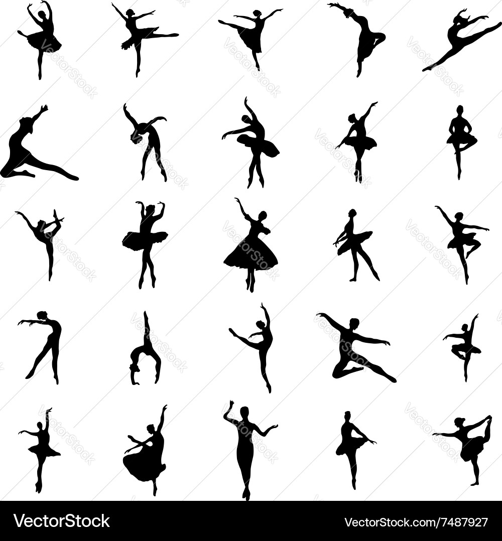 Ballerina silhouettes set Royalty Free Vector Image