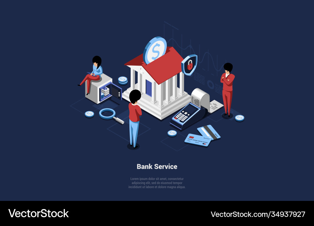 Banking service on dark Royalty Free Vector Image