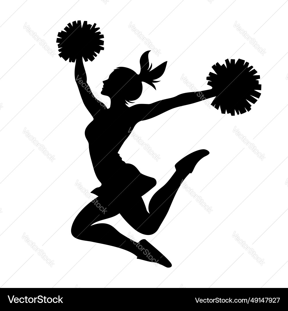 Cheerleader jumping silhouette Royalty Free Vector Image