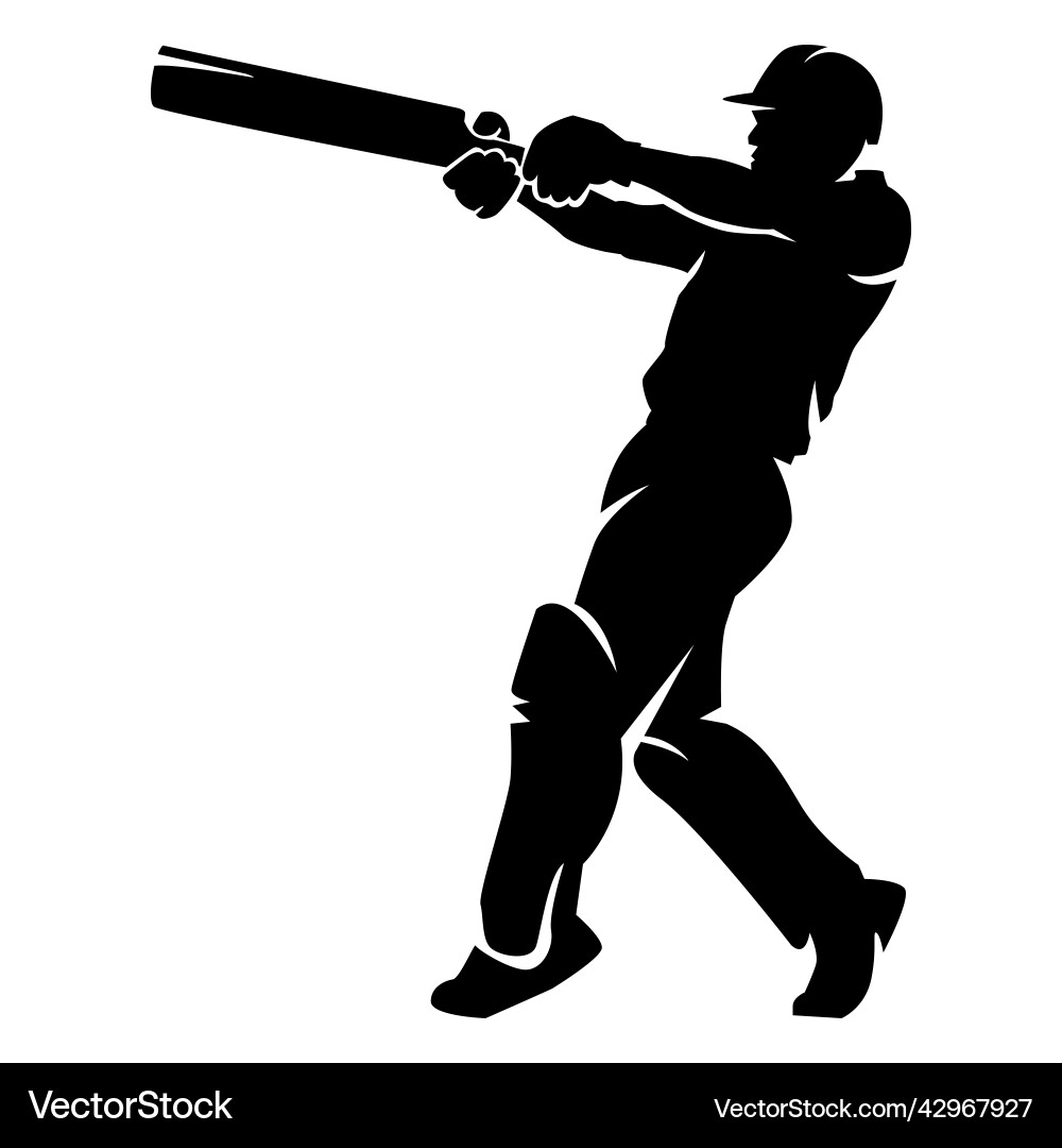 Cricket player batting cut out Royalty Free Vector Image