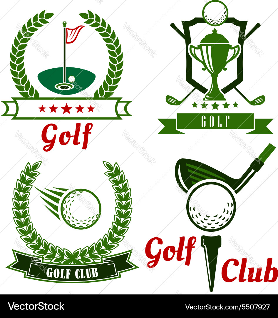 Golf game icons emblems and symbols Royalty Free Vector