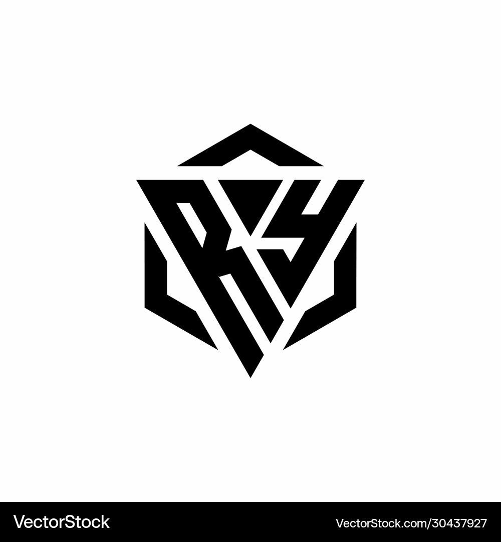 Ry logo monogram with triangle and hexagon modern Vector Image
