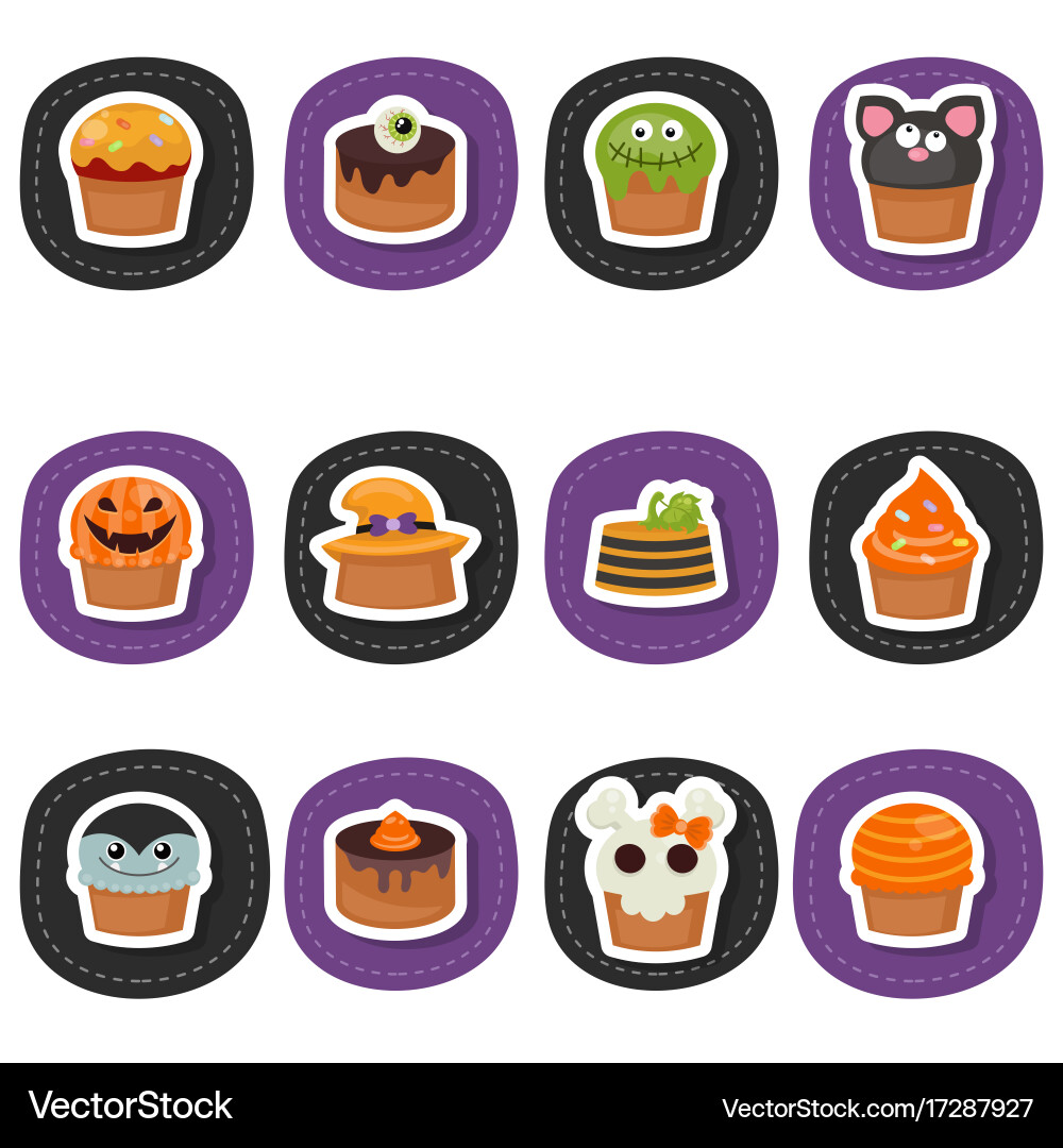 Set of halloween cupcakes Royalty Free Vector Image