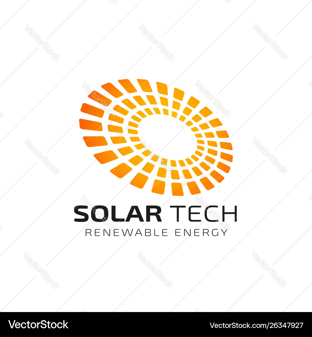Sun solar energy logo design template tech Vector Image